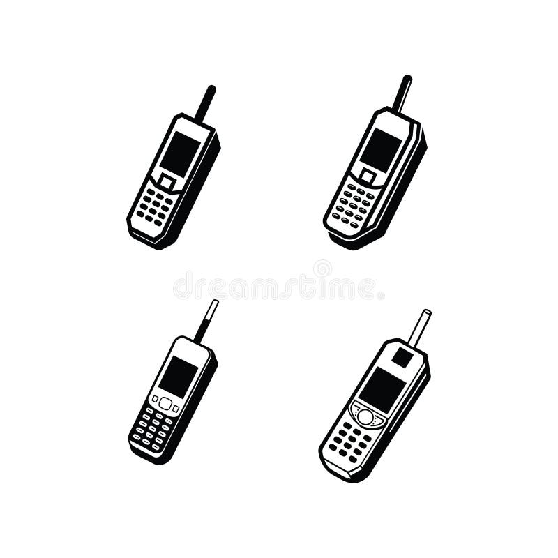 Vintage Cellular or Mobile Phone Vector Silhouette Stock Vector ...