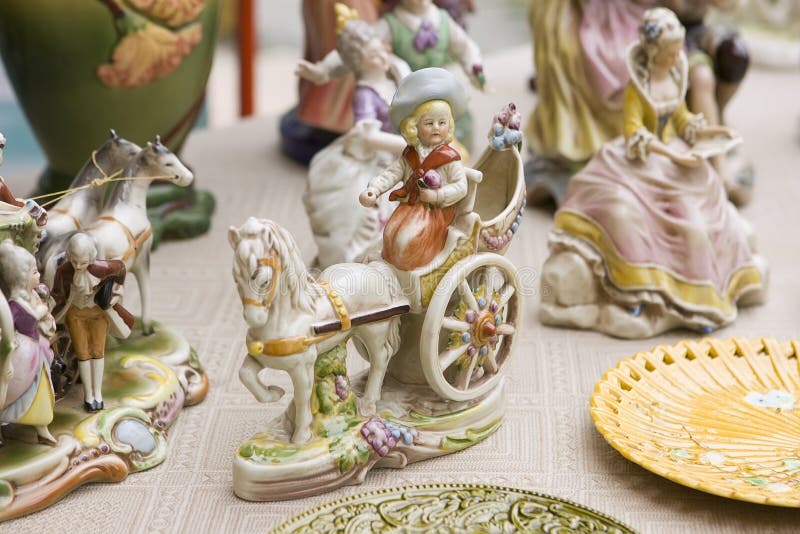 Vintage Ceramic Figurines of People, Outdoors Stock Photo - Image of ...