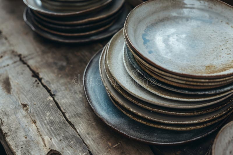 Vintage Ceramic Plates. Empty Beautiful Ceramic Plates Stock Image ...
