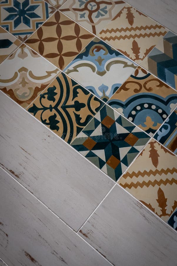 Vintage Ceramic Tiles Mosaic on the Wall Stock Image - Image of pattern ...