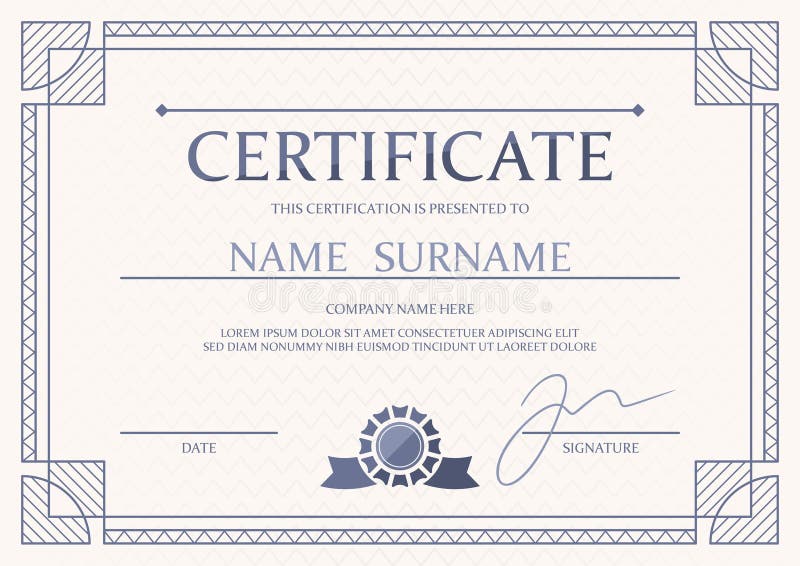 Vintage Certificate Geometric Frame Template Stock Vector ...