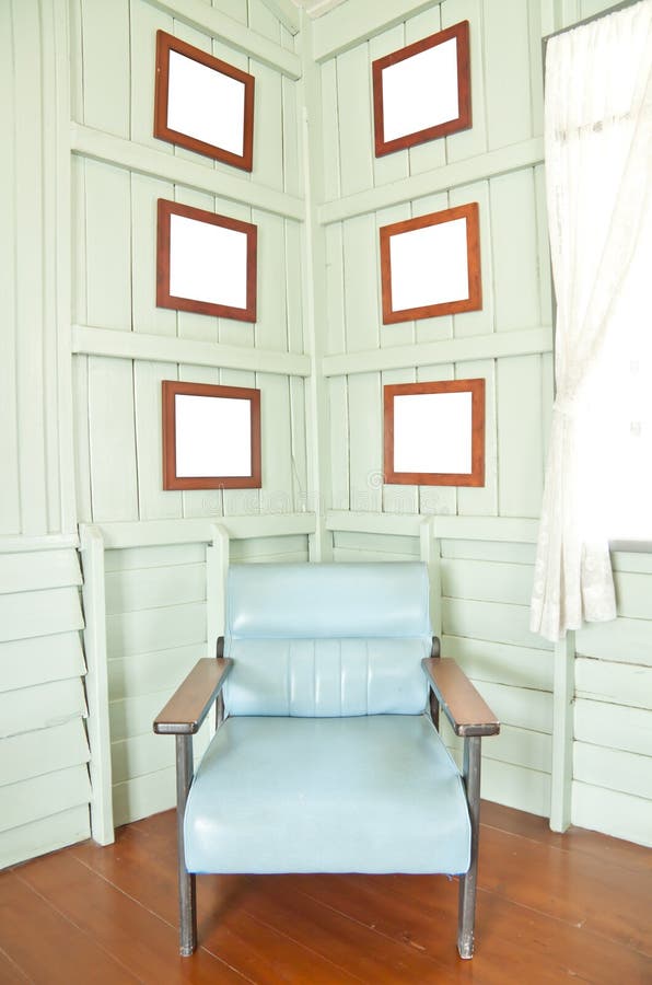 Vintage Chair with Wall Frame in the Room Stock Image - Image of home ...