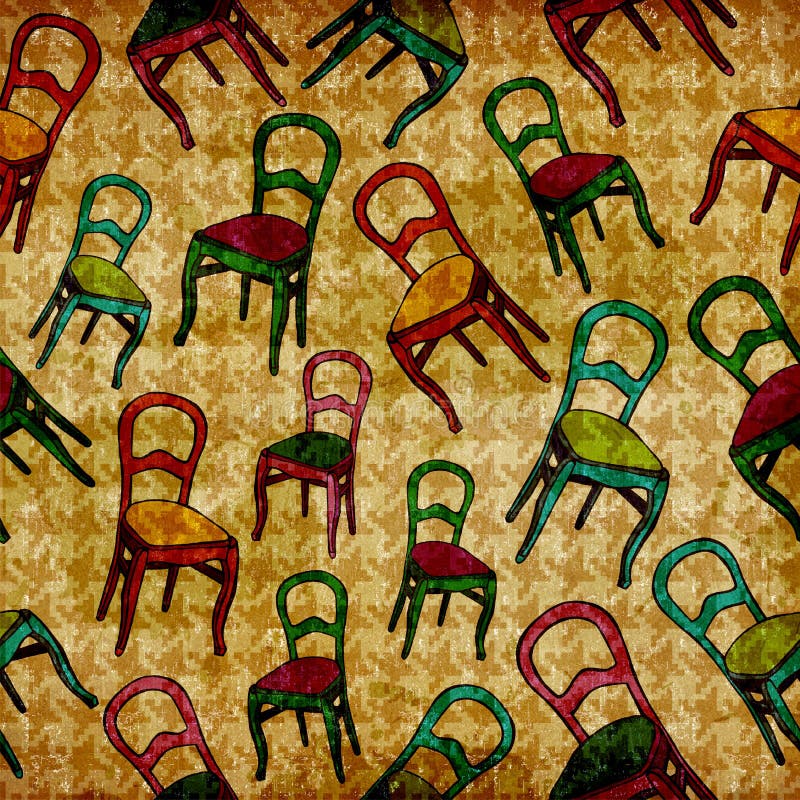 Vintage chairs pattern stock illustration. Illustration of graphic ...