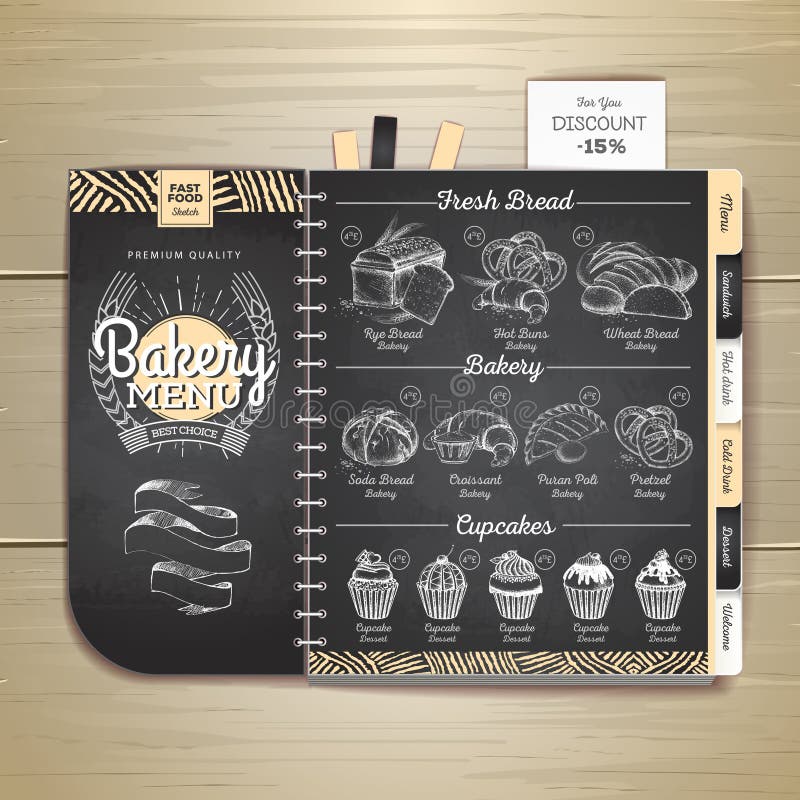 Vintage Chalk Drawing Bakery Menu Design. Restaurant Menu Stock Vector ...