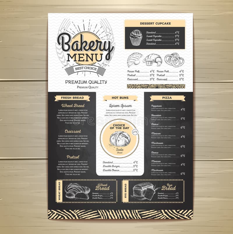 Vintage Chalk Drawing Bakery Menu Design. Restaurant Menu Stock Vector ...