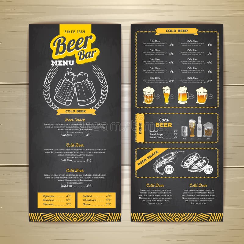 Beer bar menu design. stock vector. Illustration of black - 72655616