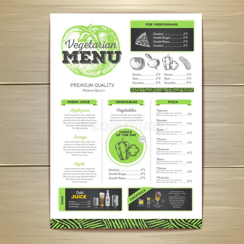 Vintage Chalk Drawing Vegetarian Food Menu Design. Stock Vector ...