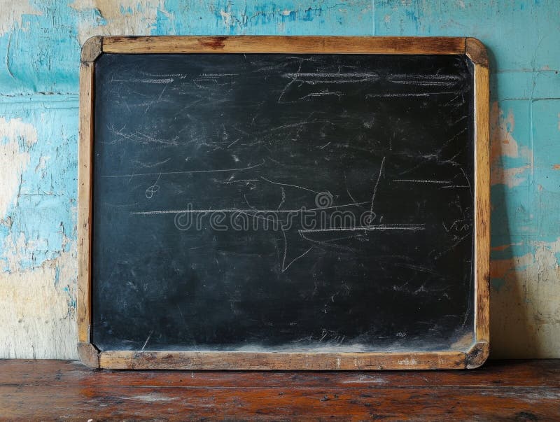 Vintage Chalkboard with Minimalist Drawing on Rustic Background Stock ...