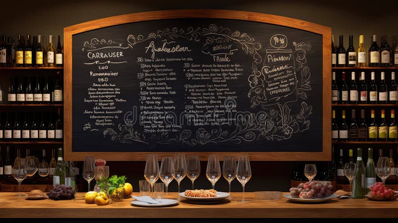 Vintage Chalkboard Wine Menu Stock Illustration - Illustration of wine ...