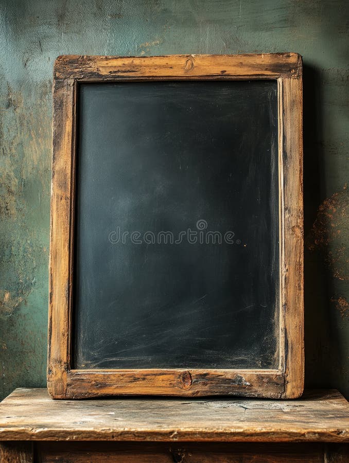Vintage Chalkboard with Wooden Frame on a Rustic Wall. Stock Image ...