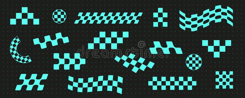 Vintage Checker Pattern Shape Set. Stock Vector - Illustration of ...
