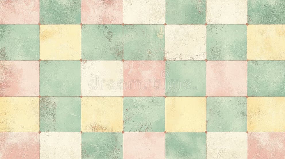 Vintage Checkerboard Tile Pattern with Pastel Colors in a Retro Style ...