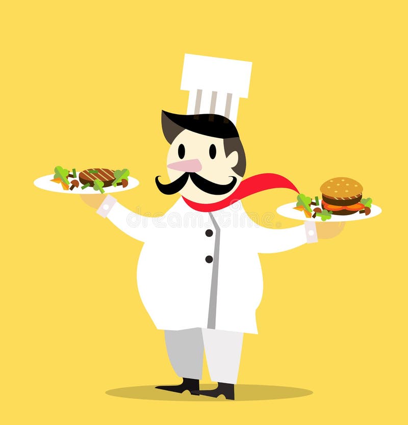 Vintage Chef Cook and Serving Special Dish. Stock Vector - Illustration ...