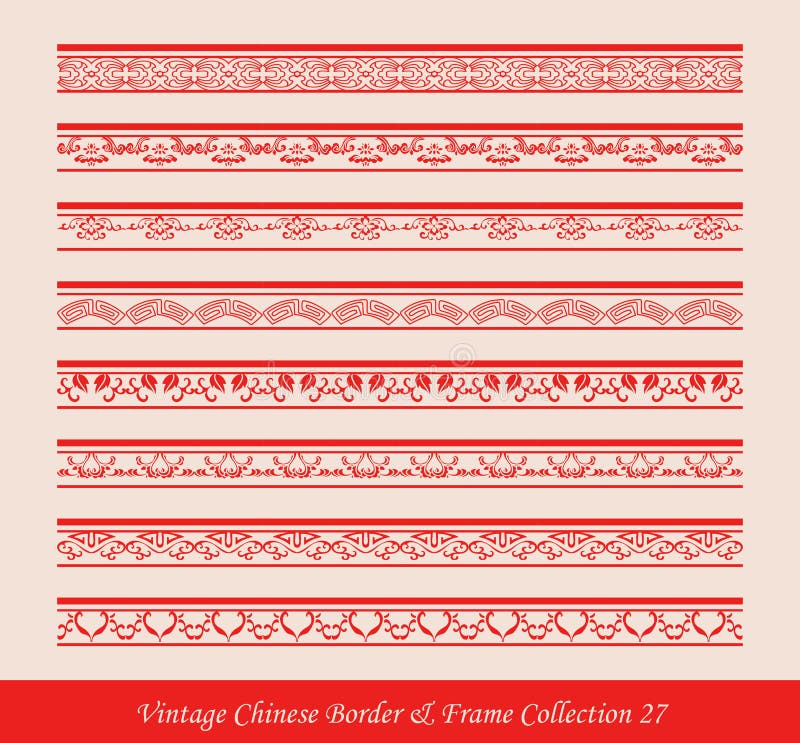 Vintage Chinese Border Frame Vector Collection Stock Vector ...