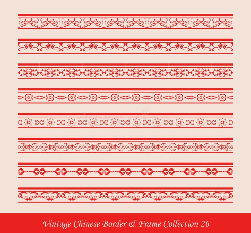 Vintage Chinese Border Frame Vector Collection Stock Vector ...