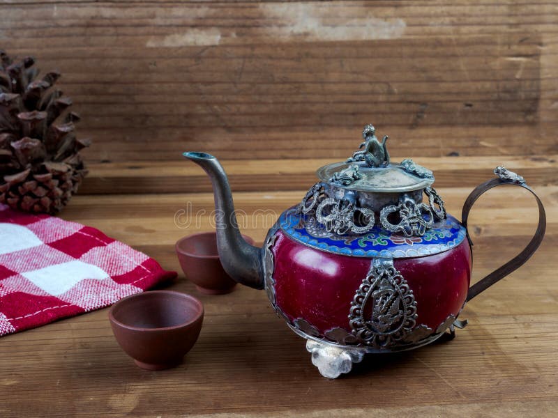 Vintage Chinese Teapot Made of Old Jade and Tibet Silver with Mo Stock ...