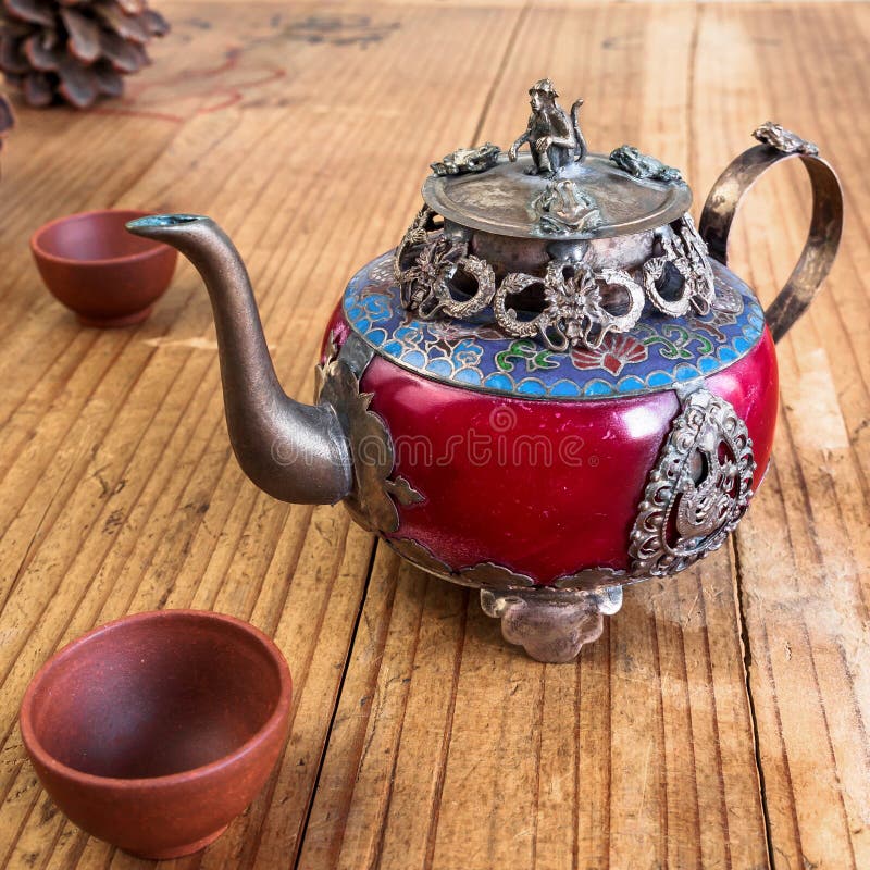 Vintage Chinese Teapot Made of Old Jade and Tibet Silver with Mo Stock ...