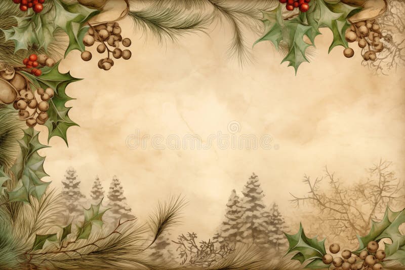 Vintage Christmas Background Ai Illustration Stock Illustration ...