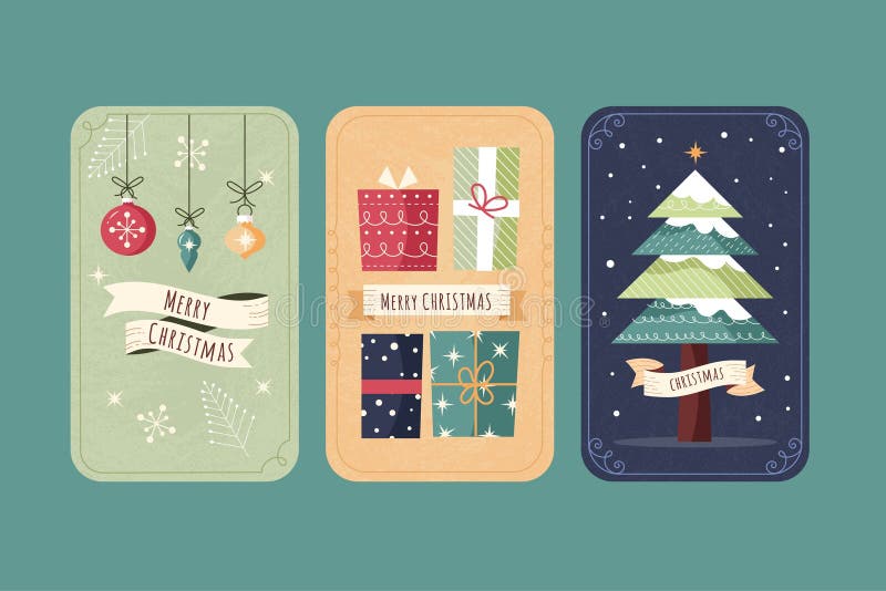 Vintage Christmas Cards Vector Design Illustration Stock Vector ...