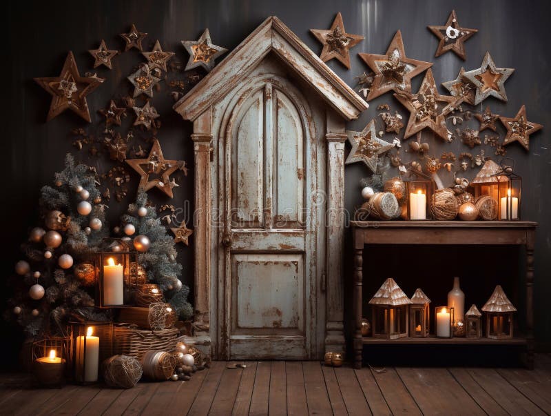 Vintage Christmas Gingerbread Theme Kids Birthday Backdrop Front View ...