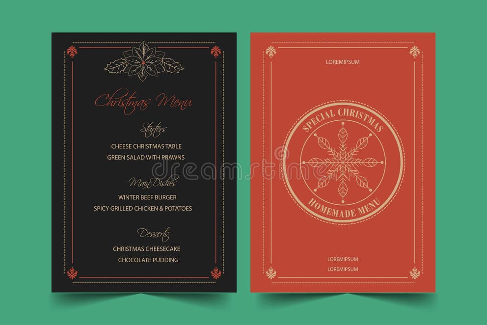 Vintage Christmas Menu Template Vector Design Illustration Stock Vector ...