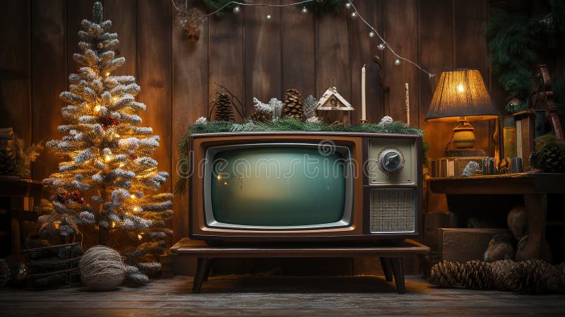 Vintage Christmas: a Room Adorned with Decorations and a Classic TV ...