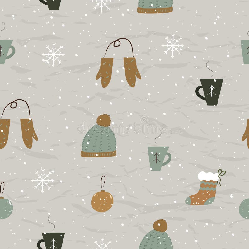 Vintage Christmas Seamless Texture from New Collection. Cozy Winter ...