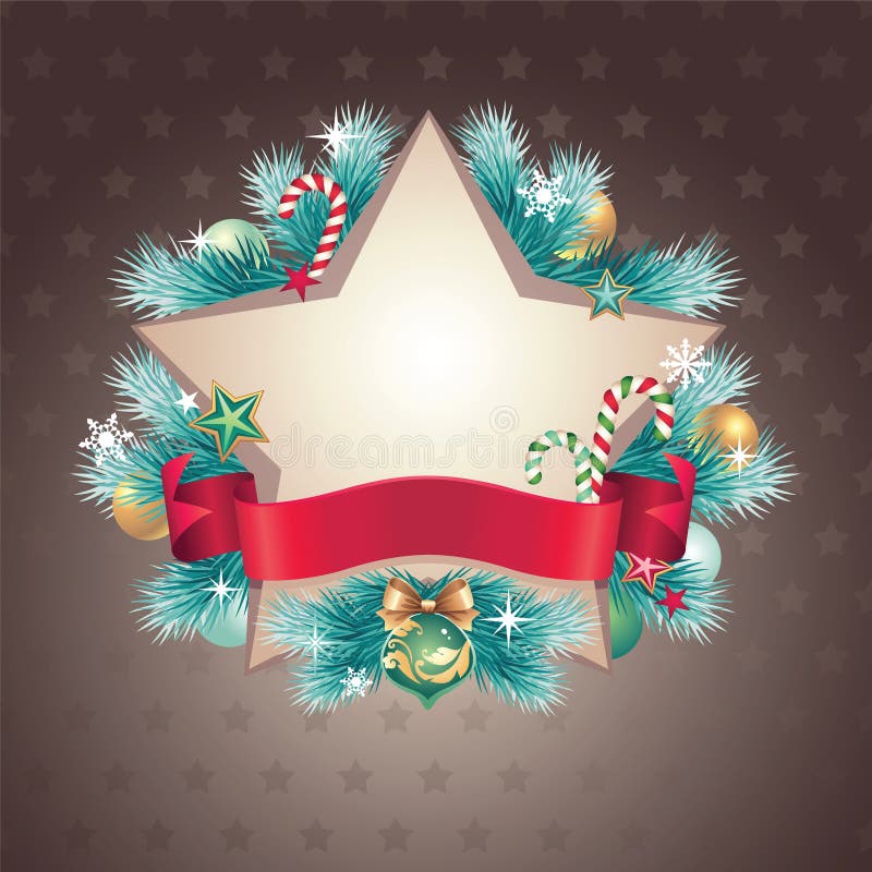 Vintage Christmas Star Shape Banner Stock Vector - Illustration of ...