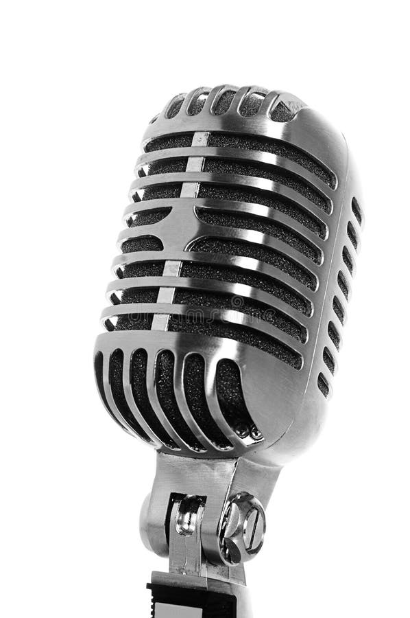 Vintage chrome microphone stock image. Image of space - 13542585
