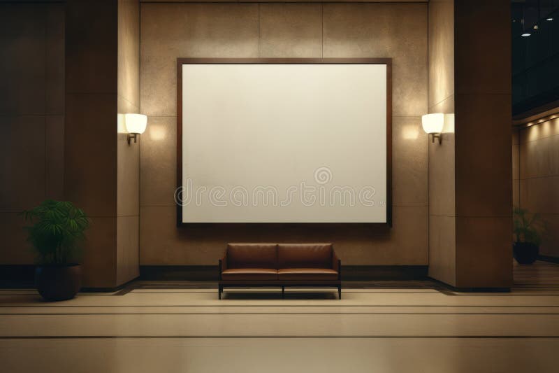 Vintage Cinema Lobby Poster Mock-up Stock Illustration - Illustration ...