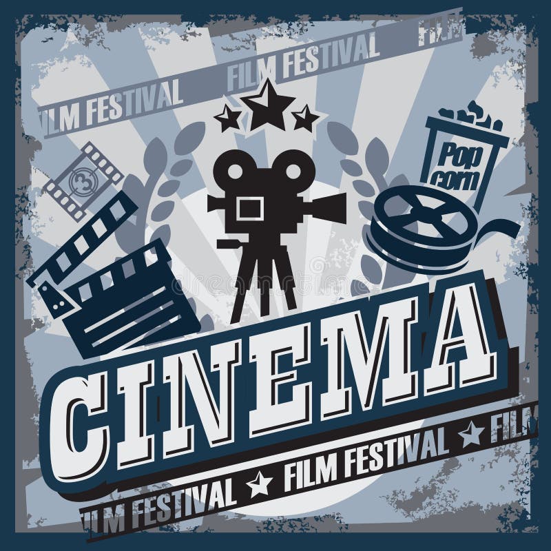 Cinema Retro Decorative Sign Layout Stock Vector - Illustration of film ...