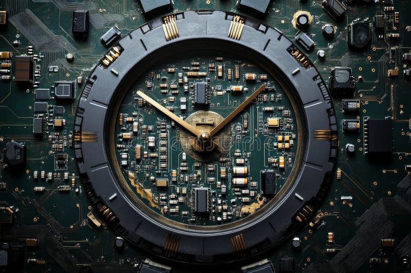 Vintage Circuit Board Abstract Clock Stock Illustration - Illustration ...
