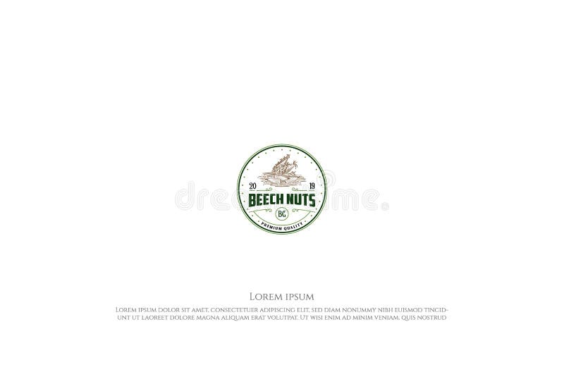 Vintage Circular Beech Nut Badge Emblem Label Logo Design Vector Stock ...