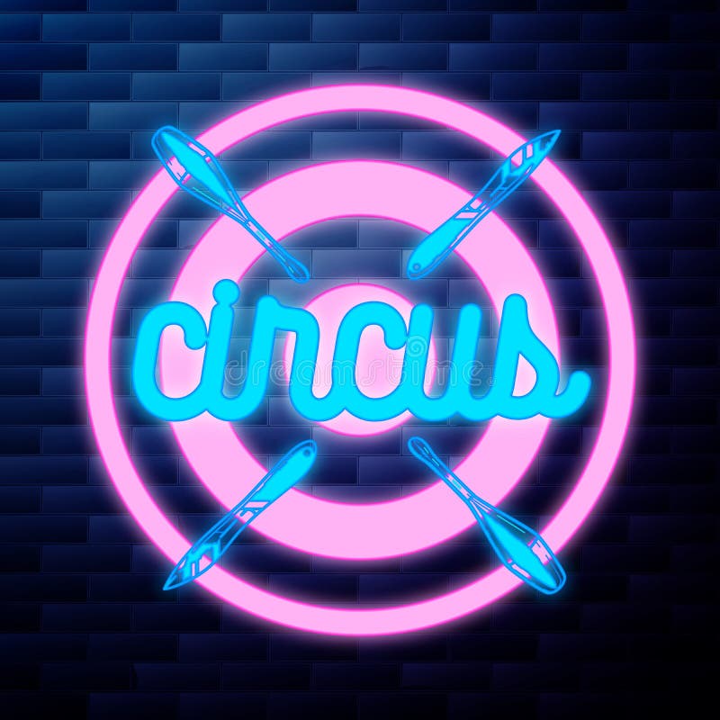 Vintage Circus Emblem Glowing Neon Stock Vector - Illustration of ...