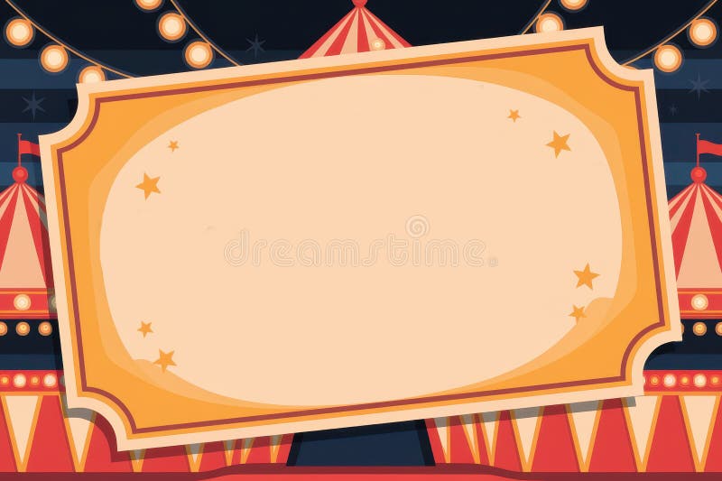 Vintage Circus Poster Background with Blank Sign and Festive Lights ...