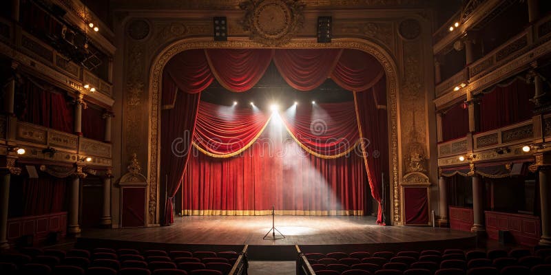 Vintage Circus Stage a Captivating Image of a RedCurtained SpotlightLit ...