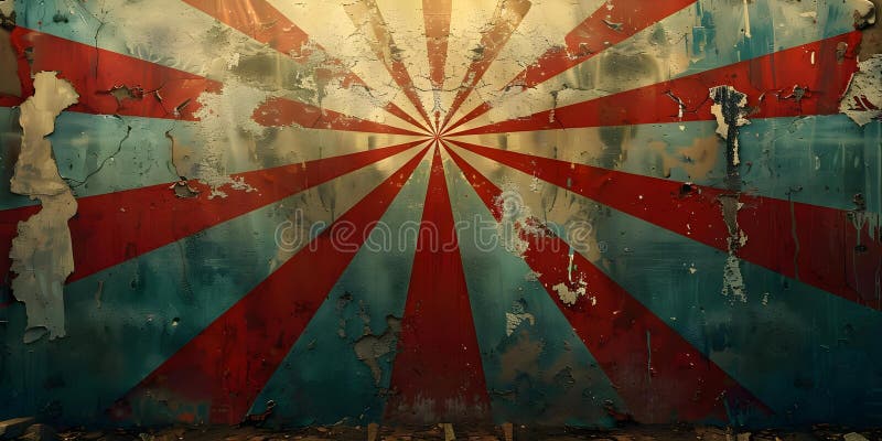 Vintage Circus Theme with Retro Sunbeam Burst for Festive Event ...