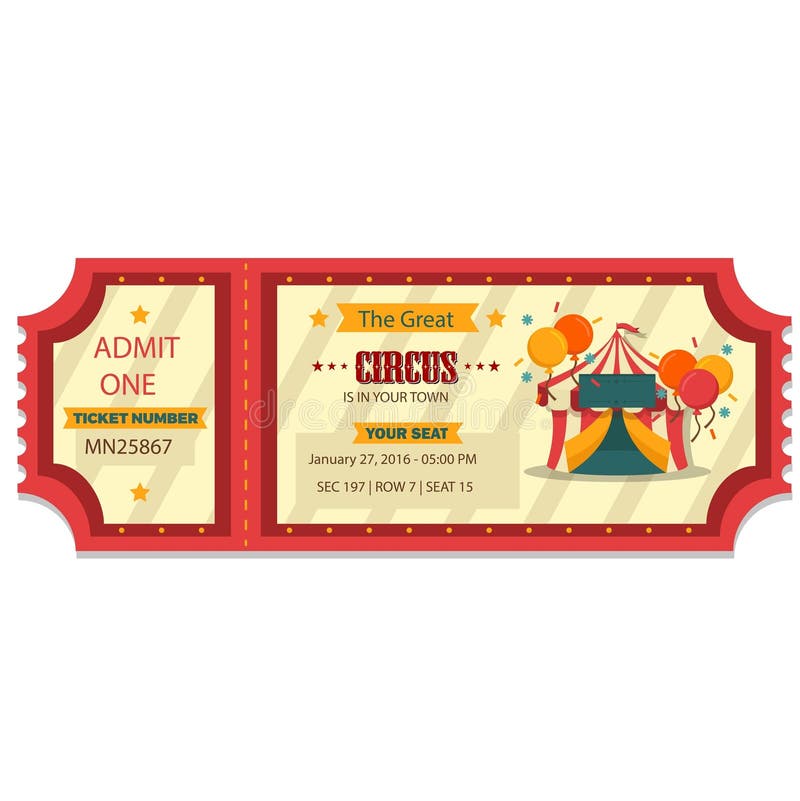 Vintage Circus Ticket Illustration of Vintage and Retro Circus Ticket ...