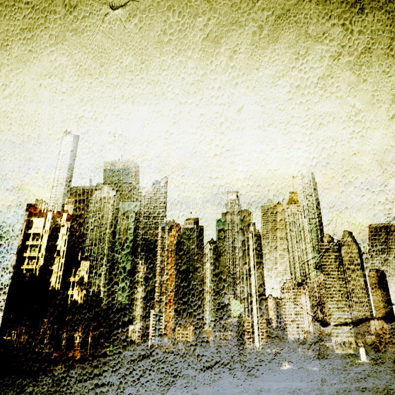 Vintage City Skyline in Sepia Tones Stock Image - Image of architecture ...