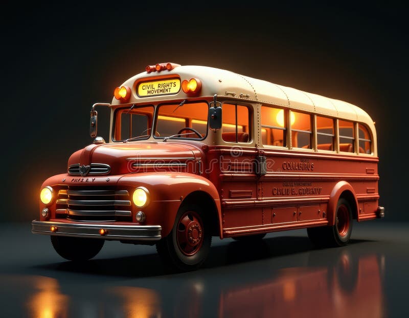 Vintage Civil Rights Movement Bus - 3D Render Stock Illustration ...