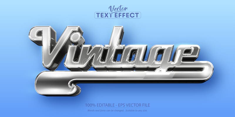Vintage Classic Car Text Effect, Editable 80s Silver Text Style Stock ...