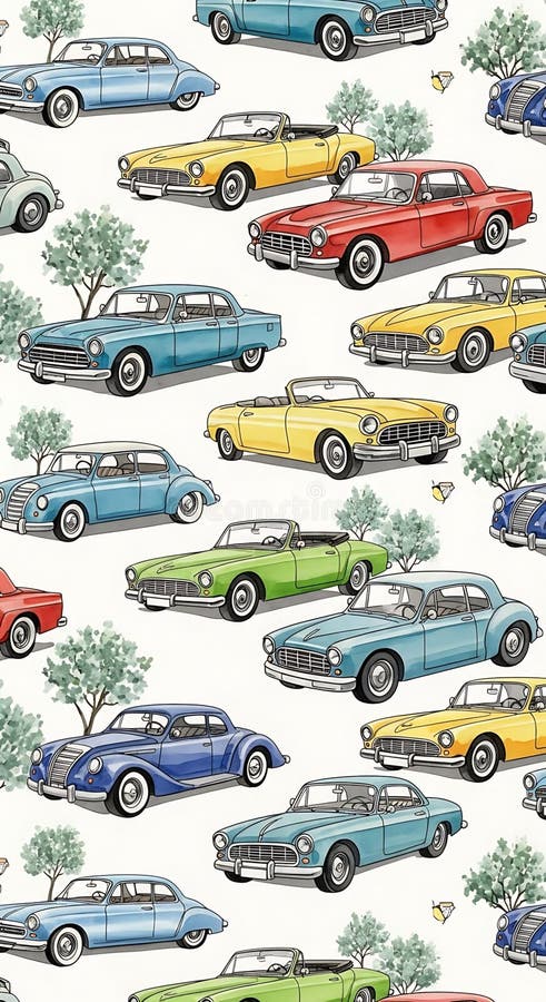 Classic Cars Pattern Illustration Stock Illustrations – 629 Classic ...