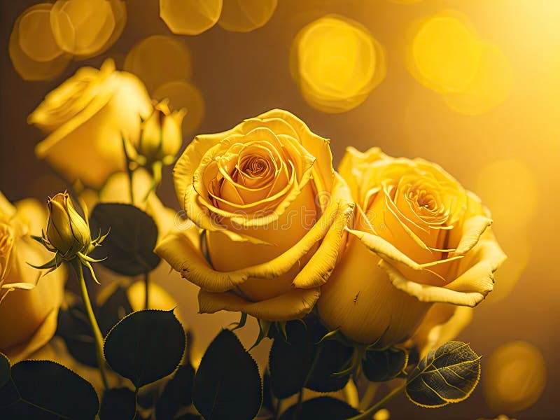 Vintage Classic Deep Yellow Rose Bouquet. Ai Generative Stock ...