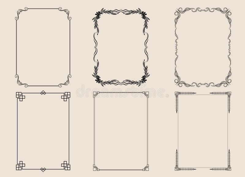 Vintage and Classic Ornaments Set Frame Floral Elements for Design ...