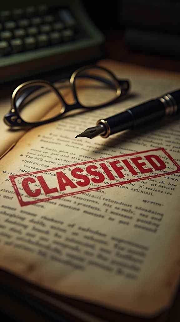 Vintage Classified Document with Red Stamp and Antique Feel Stock ...