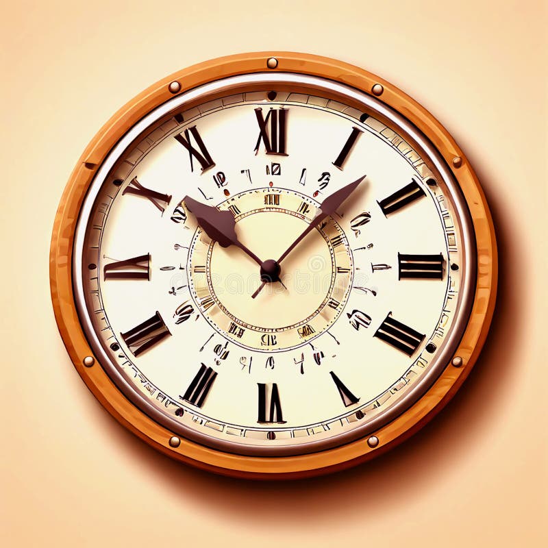 Vintage Classroom Clock Wooden Old Style Stock Illustration ...