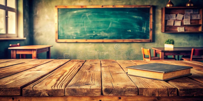 Vintage Classroom Empty Desk and Chalkboard a Timeless Educational ...