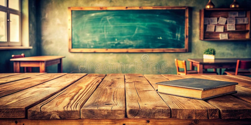 Vintage Classroom Empty Desk and Chalkboard a Timeless Educational ...