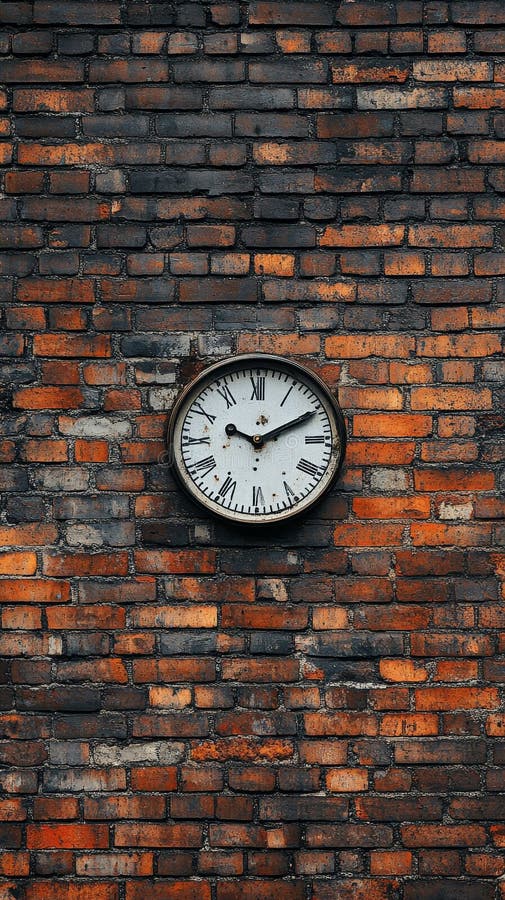 Clock Mounted on a Rustic Brick Wall Showing the Passage of Time during ...