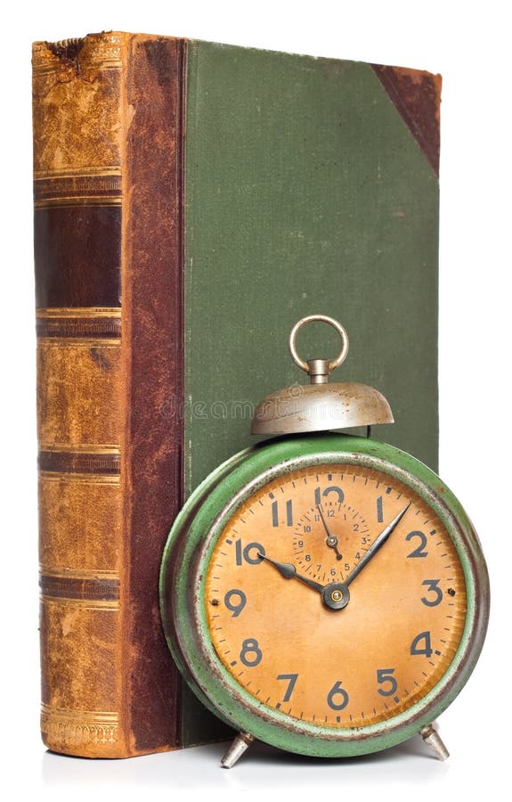 Vintage Clock on Antique Books Stock Photo - Image of buzz, antique ...